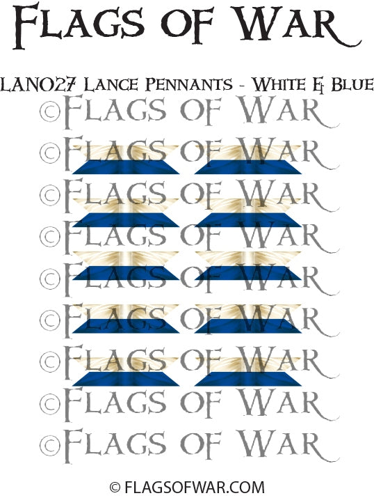 LAN027 Lance Pennants - White & Blue – Flags of War