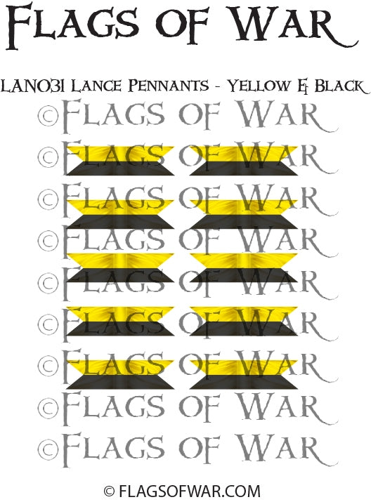 LAN031 Lance Pennants - Yellow & Black – Flags of War