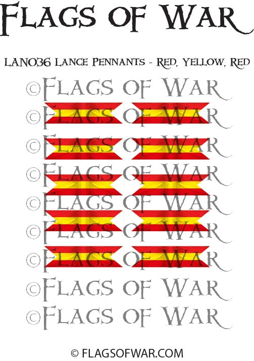 LAN036 Lance Pennants - Red, Yellow, Red – Flags of War
