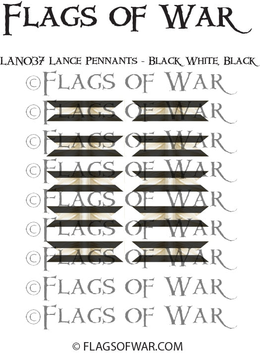 LAN037 Lance Pennants - Black, White, Black – Flags of War
