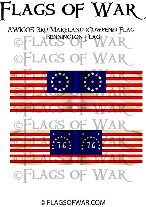 AWIC05 3rd Maryland (Cowpens) Flag - Bennington Flag – Flags of War